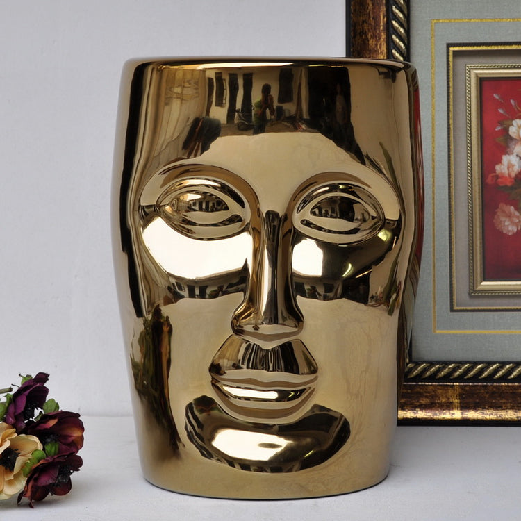 Electroplated Ceramic face stool – Threelivesarts